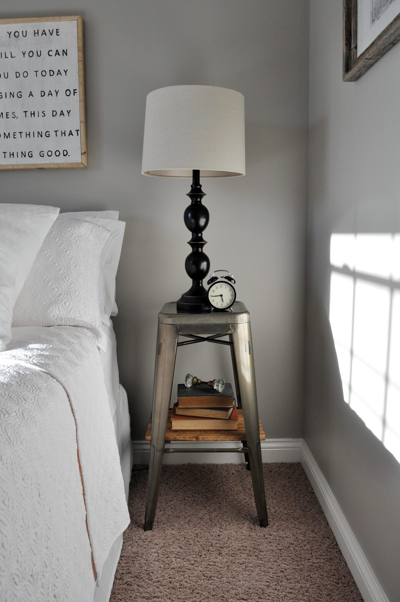 Industrial Stool Nightstands | Little Glass Jar