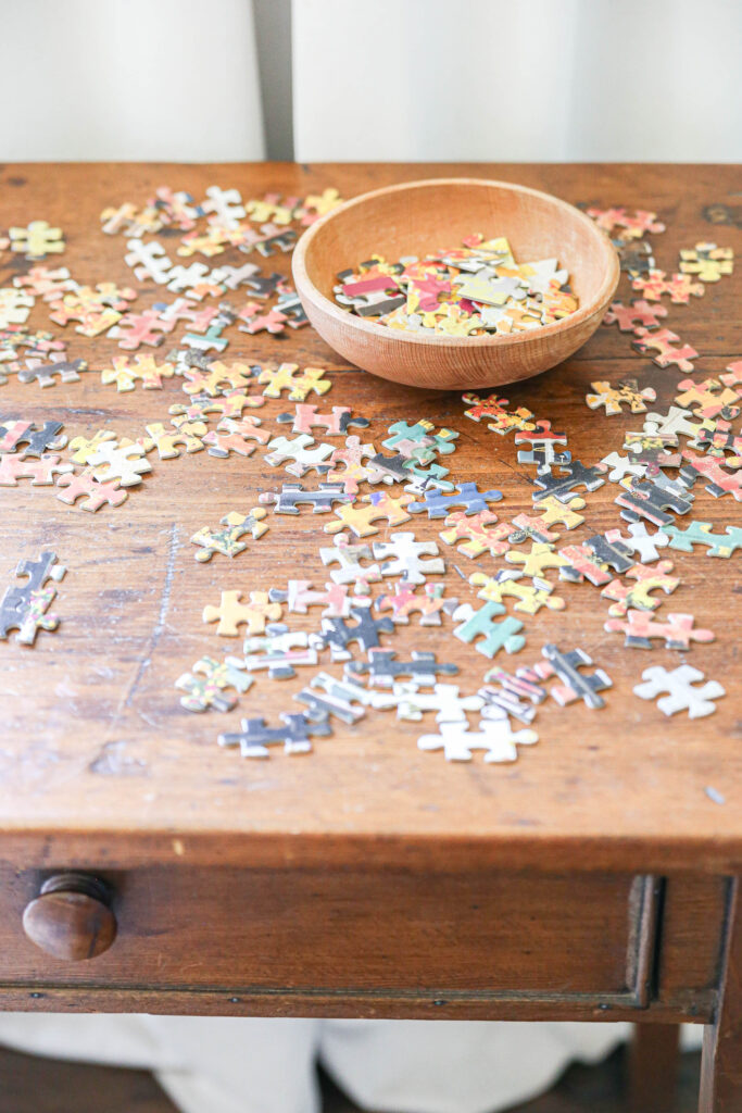 How to Create a Cozy Puzzle Table Corner | Little Glass Jar