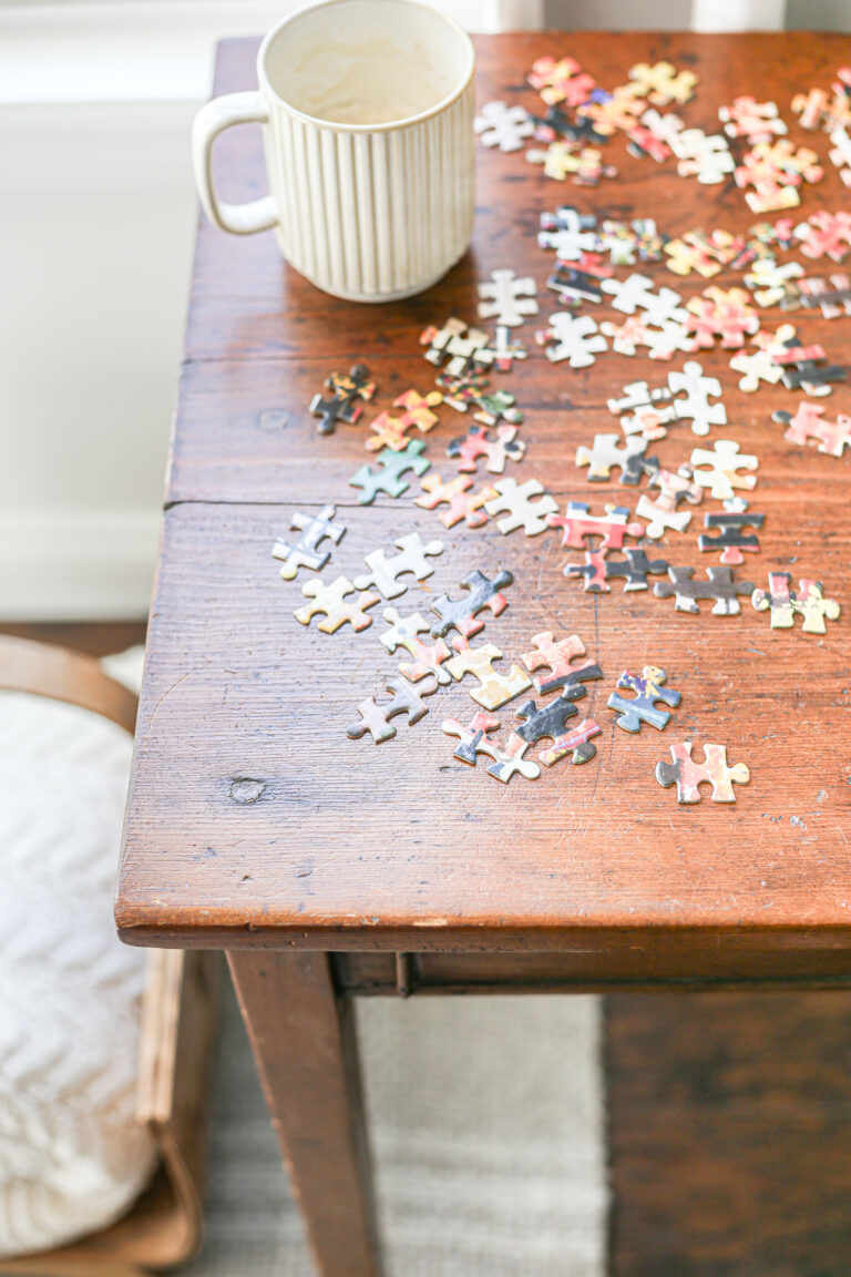 How to Create a Cozy Puzzle Table Corner | Little Glass Jar